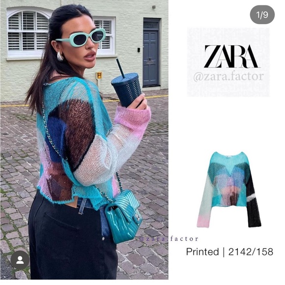 Zara | Pants & Jumpsuits | Nwt 45 Zara Color Block Open Knit Sweater ...